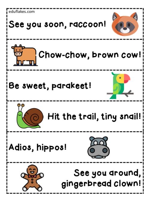 Kindergarten Holiday Goodbye Strips Free PDF - Eduflakes