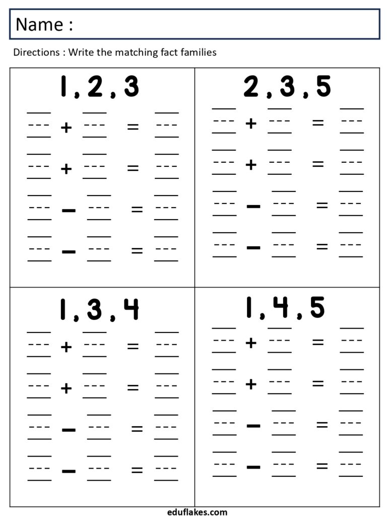 Fact Families Under 20 - Free PDF - Eduflakes