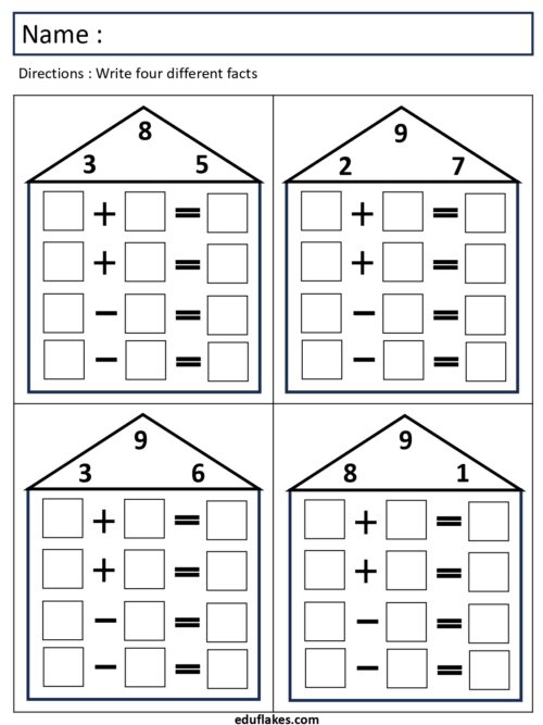 Fact Families Under 20 - Free PDF - Eduflakes