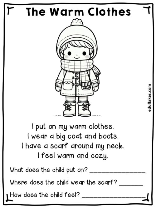 Kindergarten Winter Reading Comprehension Free PDF - Eduflakes