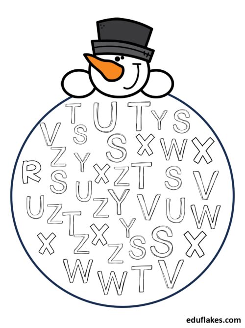 Kindergarten Snowman Alphabet Identification - Free PDF - Eduflakes