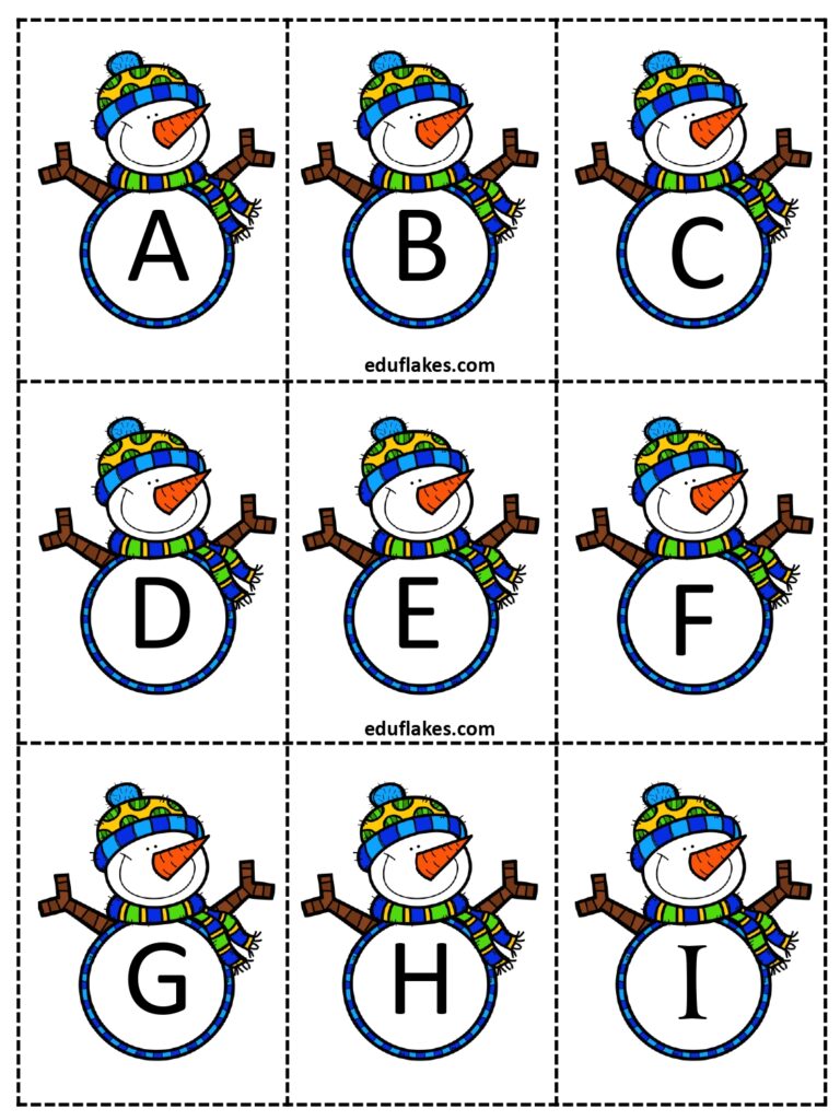 Kindergarten Snowman Alphabet Identification - Free PDF - Eduflakes