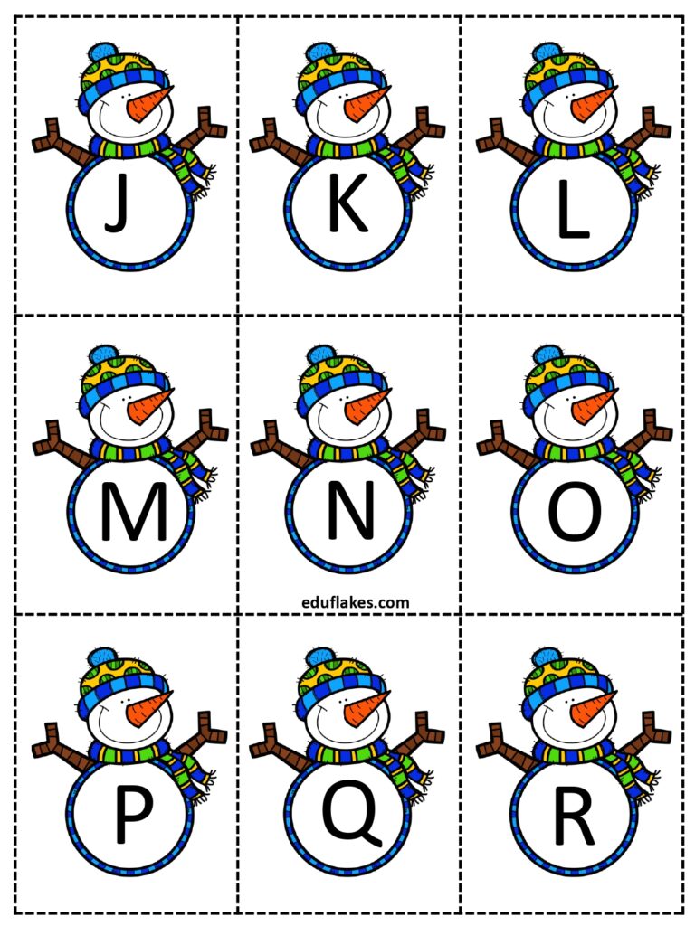 Kindergarten Snowman Alphabet Identification - Free PDF - Eduflakes