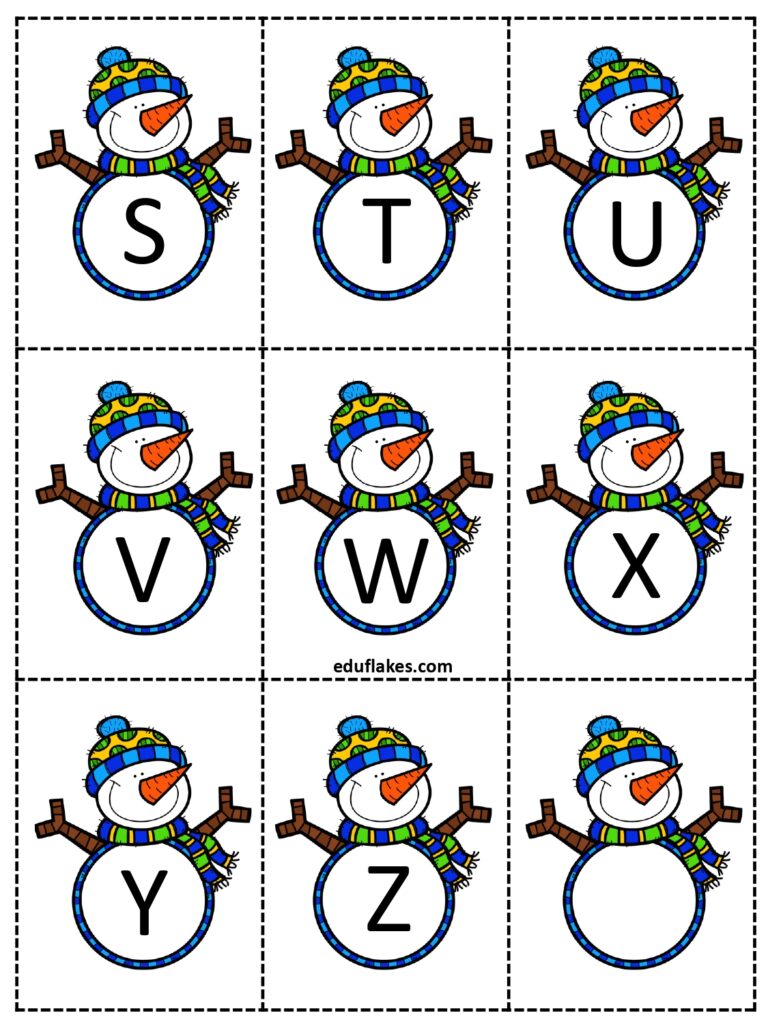 Kindergarten Snowman Alphabet Identification - Free PDF - Eduflakes