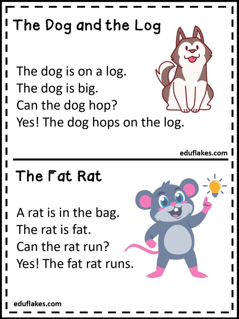 Kindergarten CVC Reading Passages Free PDF - Eduflakes