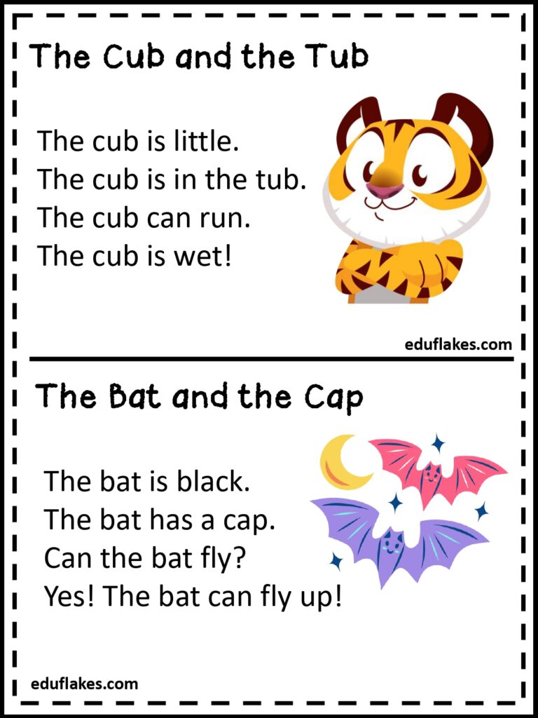 Kindergarten CVC Reading Passages Free PDF - Eduflakes
