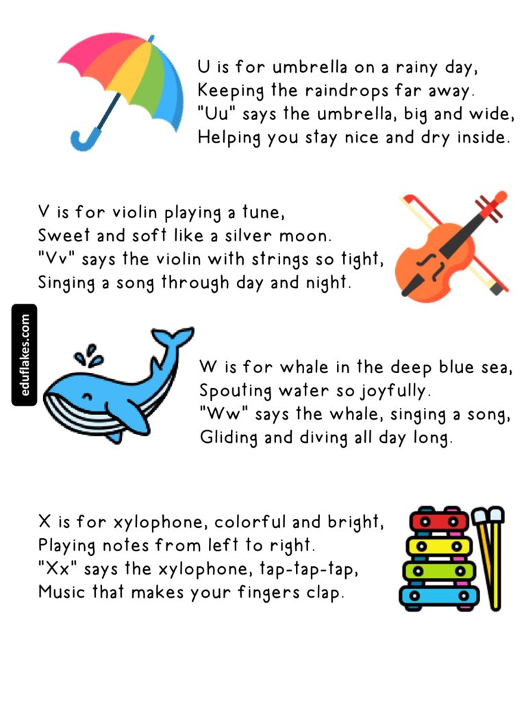 Kindergarten Alphabets Poems Free PDF - Eduflakes