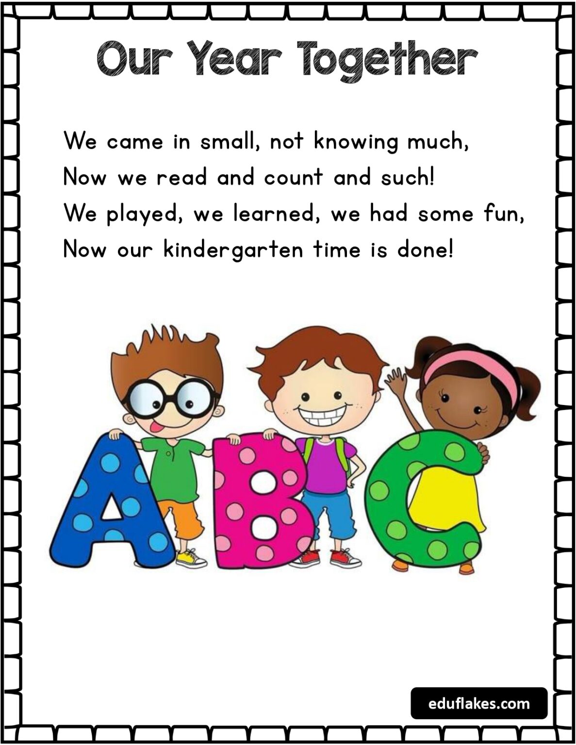 Kindergarten Graduation Day Songs Free PDF - Eduflakes