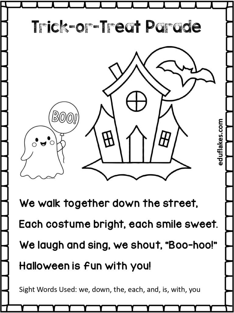 Halloween Sight Word Coloring Pages Free PDF - Eduflakes