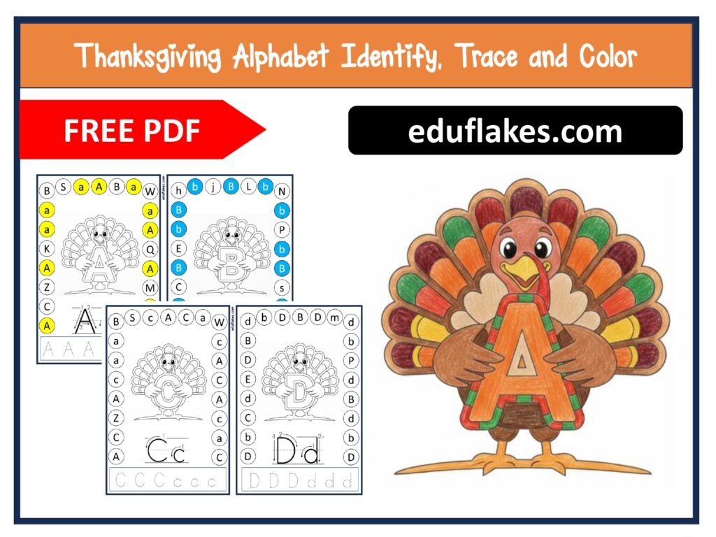 Thanksgiving Alphabet Identification, Tracing And Coloring Freebie PDF ...