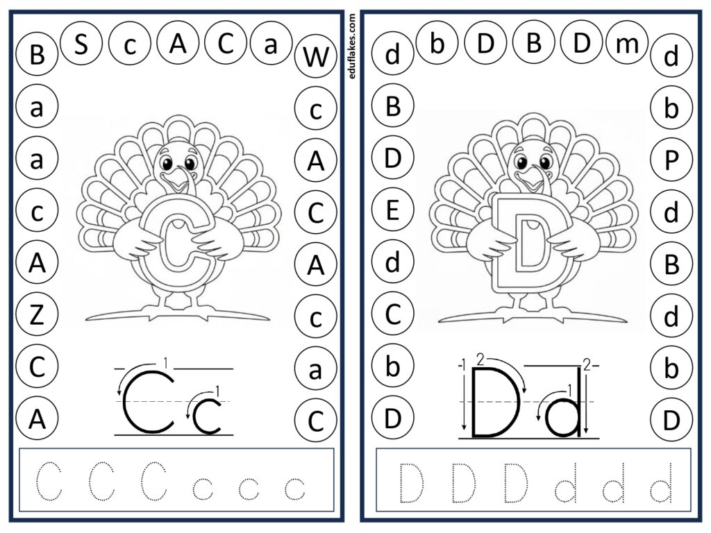Thanksgiving Alphabet Identification, Tracing And Coloring Freebie PDF ...