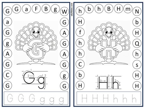 Thanksgiving Alphabet Identification, Tracing And Coloring Freebie PDF ...