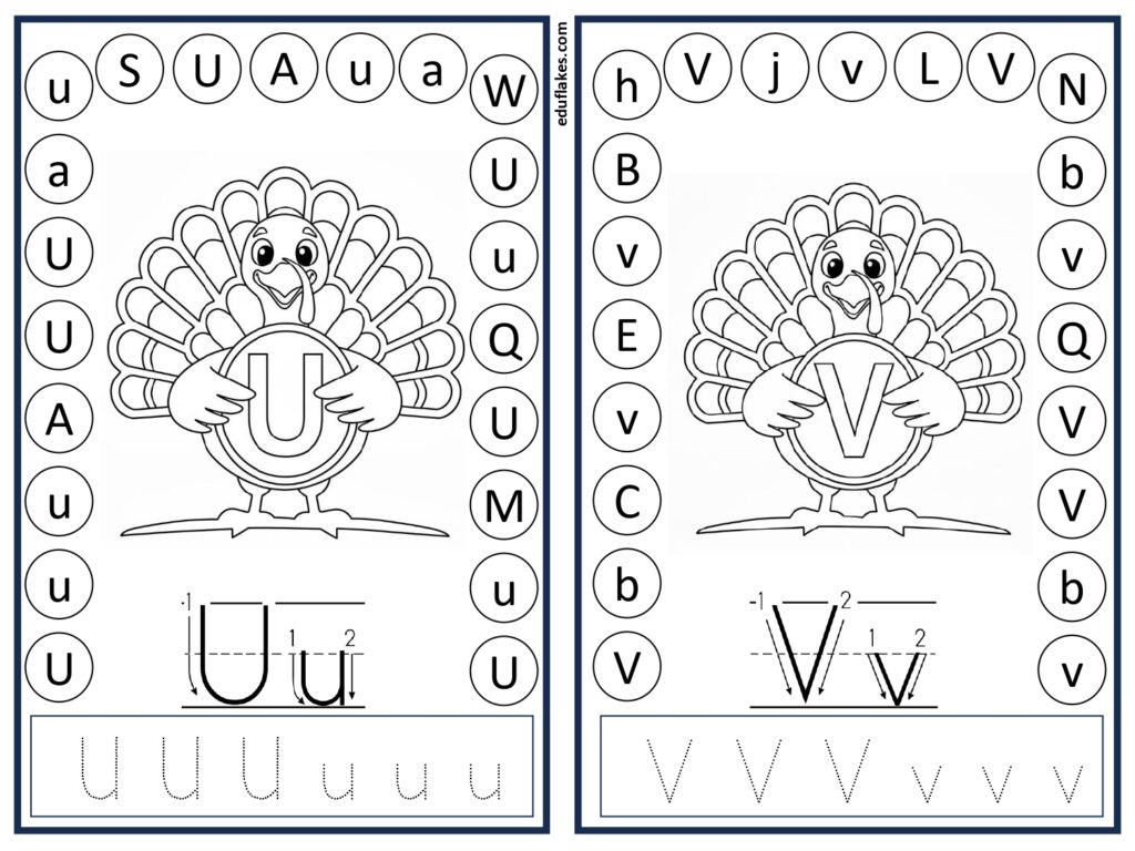Thanksgiving Alphabet Identification, Tracing And Coloring Freebie PDF ...